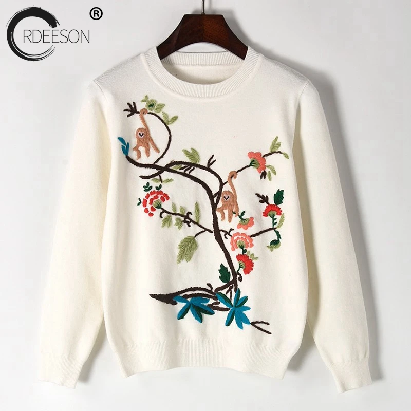 Ordeeson Black Women Sweaters And Pullovers Jumper Winter Round Neck