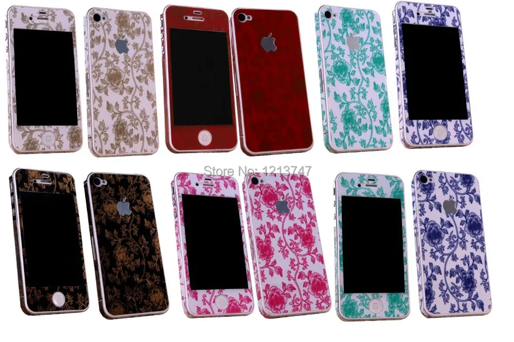 For iPhone 5 5S Colorful Decal Full Body Protector Skin Sticker Floral ...