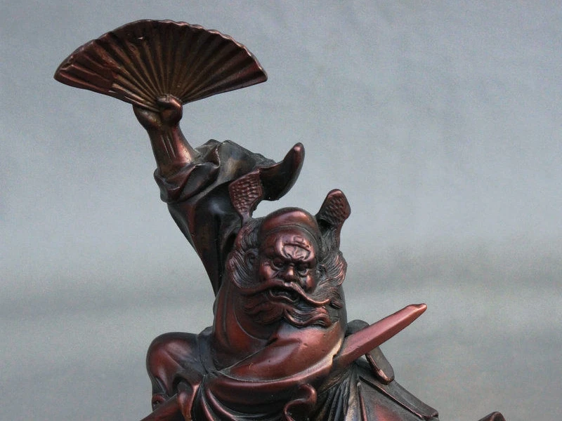 9" China Fengshui Bronze Copper Zhong Kui ChungKuel God Catch Devil ...