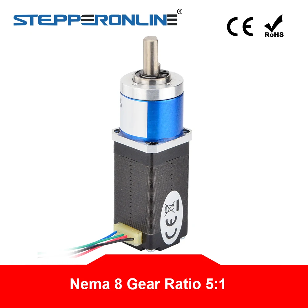 5:1 Planetary Gearbox Nema 8 Stepper Motor 0.6A 4 lead Small Size High ...