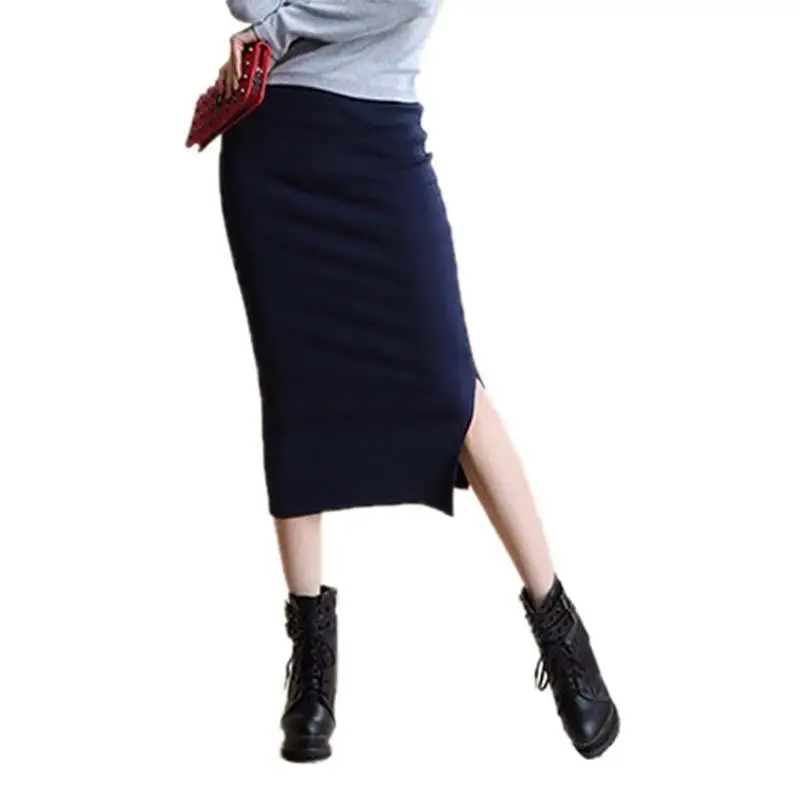2017 Spring Sexy Chic Pencil Skirts Office Look Mid Waist Mid Calf