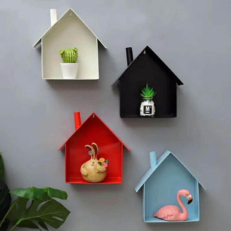 3D Mini House Wall Shelf Children Bathroom Organizer Shelves For Wall ...