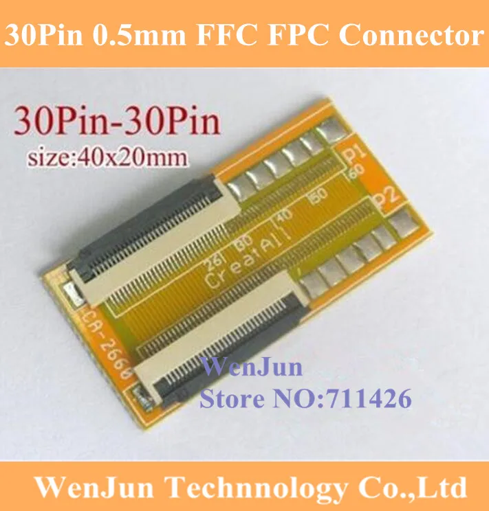 High Quality 30Pin 0.5mm pitch FFC FPC connector flat soft cable /30P to 30P extension adapter ...
