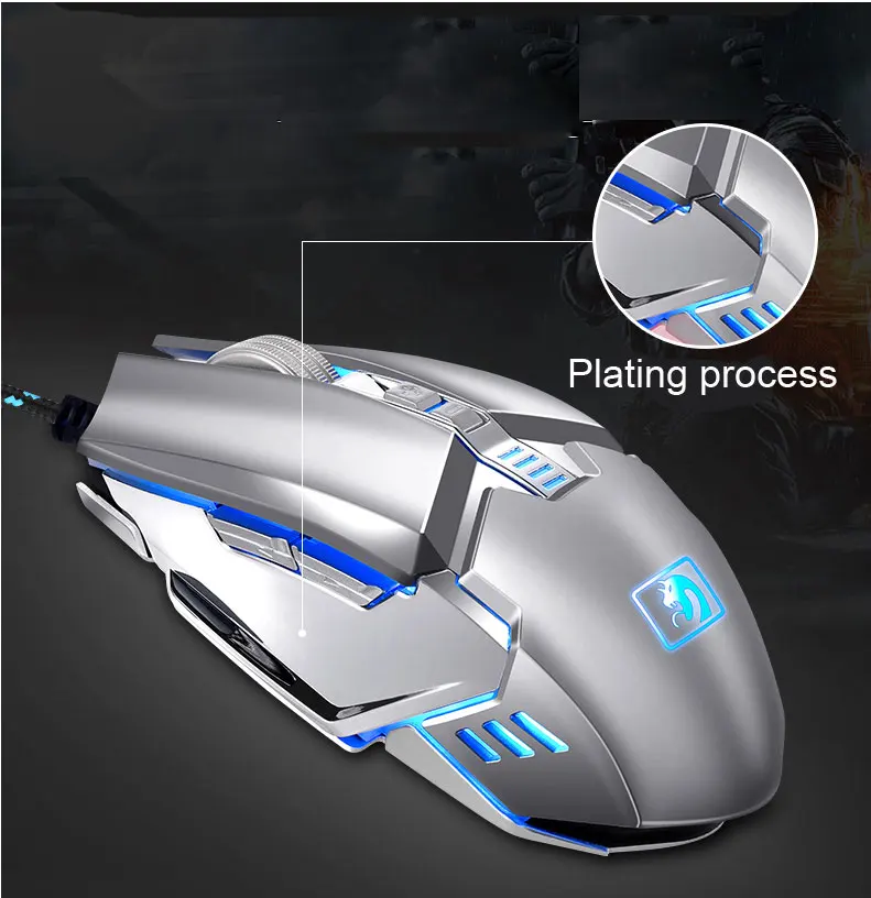 Darshion S10 Gaming Mouse 2400DPI 7 Buttons LED USB Optical Wired Metal Backlit Mouse ...