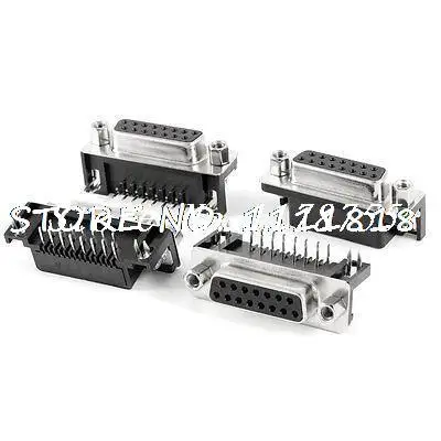 4 Pcs DB15 15 Pin Right Angle PCB Mounting Connector Female Plug Socket ...