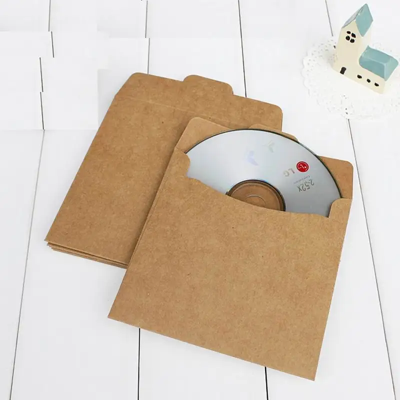 1000 PCS Kraft Blank CD Paper Case Bag Kraft Envelope Sleeves Discs DVD ...