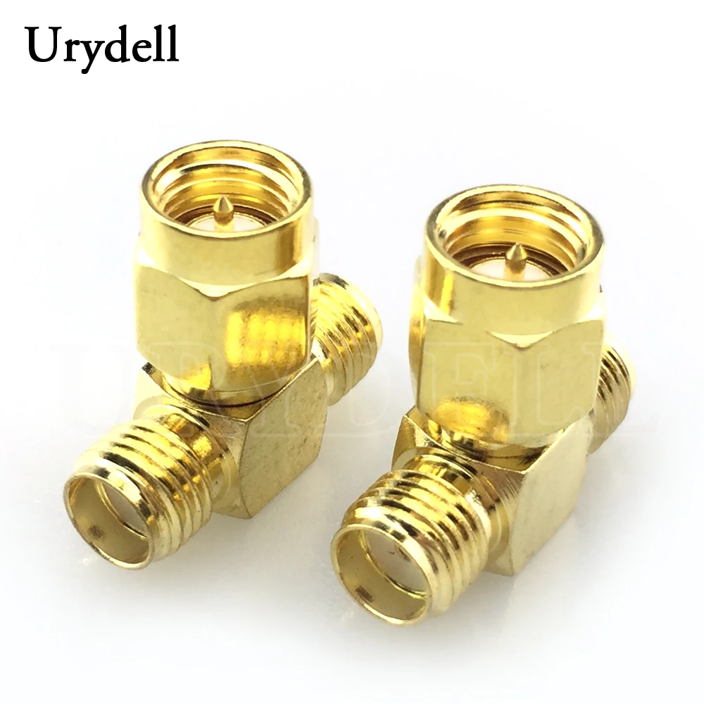 SMA Male Plug to 2 Double SMA Female Triple T Adapter Connector ...