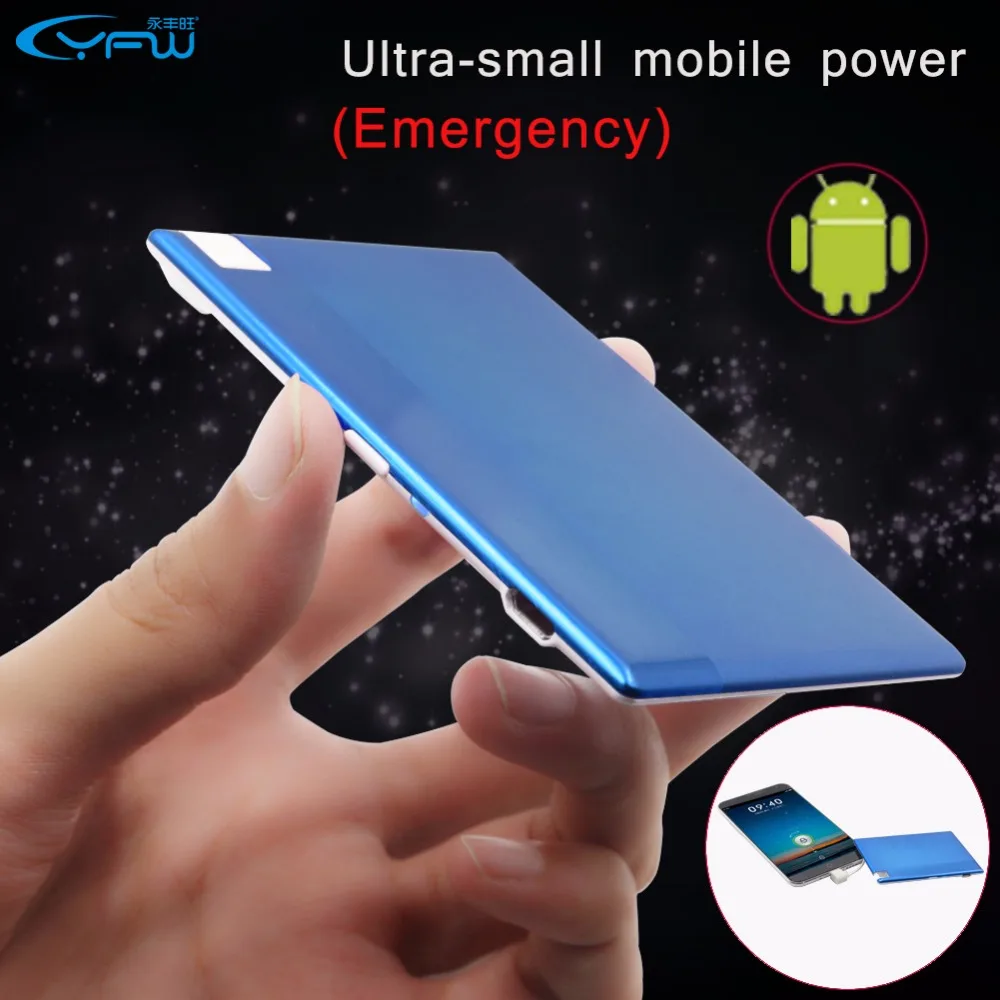 Yfw Ultra Slim Credit Card Power Bank 1350mah Pocket Wallet Portable ...