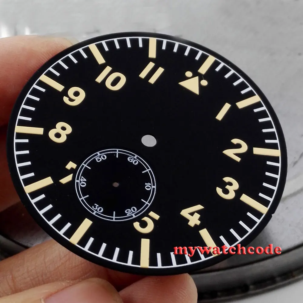 47.5mm sterile black Dial fit Unitas ETA 6498 ST movement Watch D15 ...