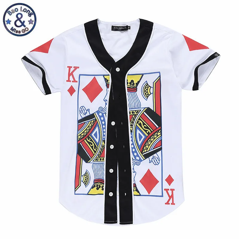 Playing cards T shirts Mens Cardigan Shirt Poker K Printed Buttons Open ...