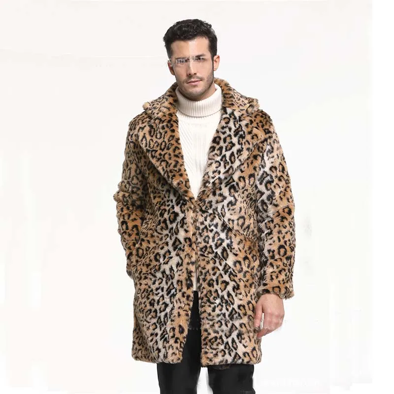 Faux Rabbit Fur Camouflage Suit | Long Leopard Winter Coat | Men ...
