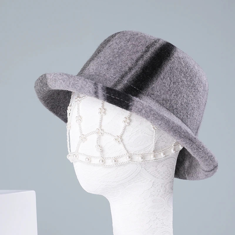 Chapéu feminino de lã fedoras, chapéu para mulheres, outono e inverno ...