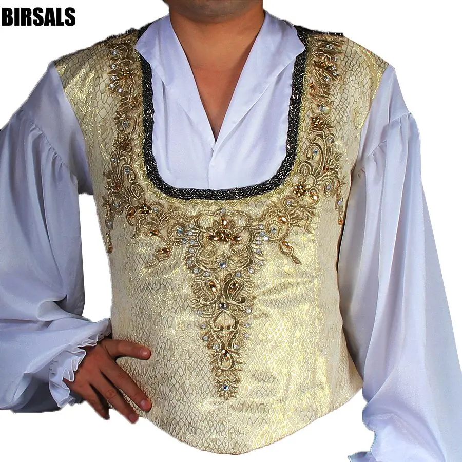 gold white chiffon professional ballet jacket tops costume boys ...