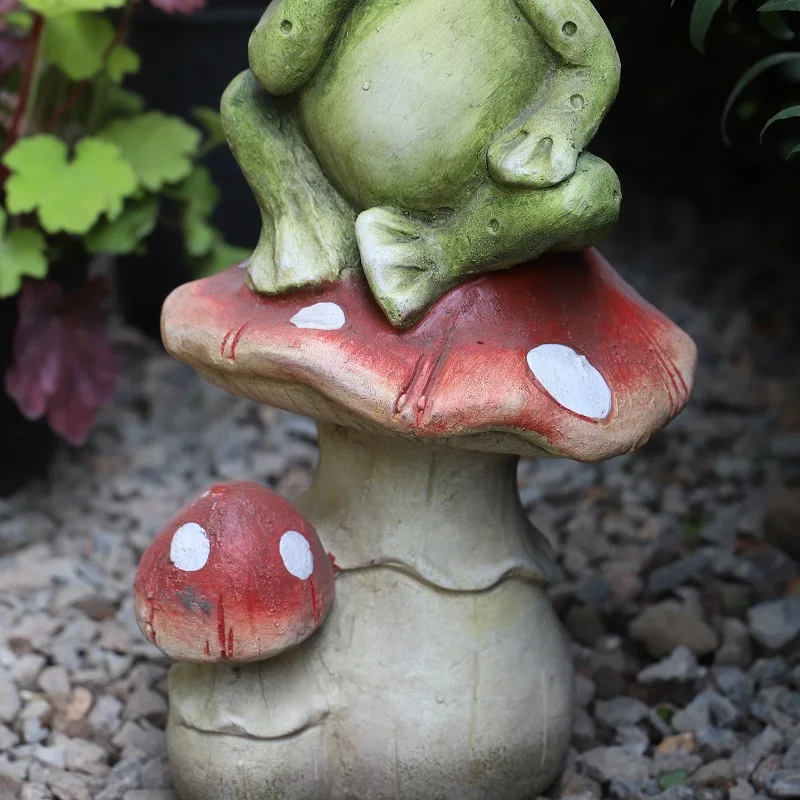 Landscaping frog sitting mushroom kindergarten resin decoration ...