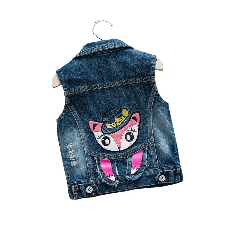 Fox Cat Cartoon Baby Denim Vest Girls Waistcoat Children Jean Outerwear ...