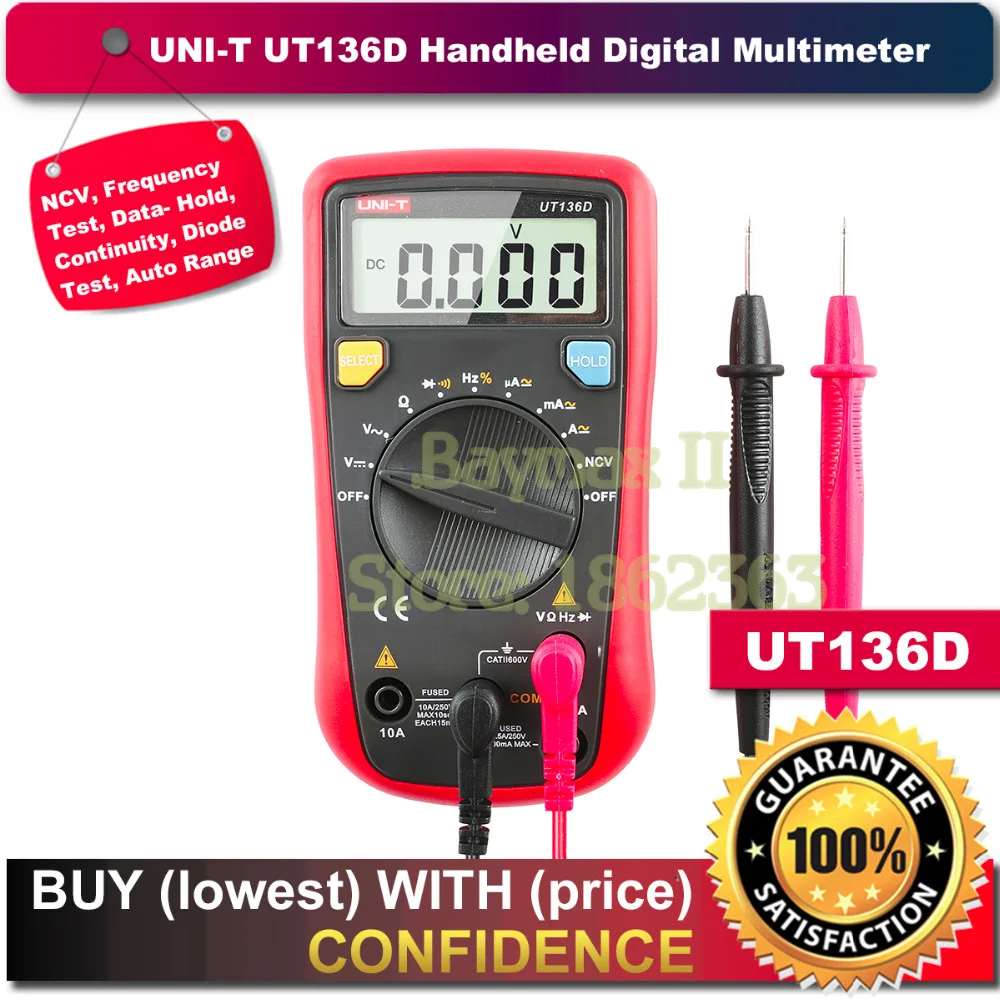Uni-t Ut136d Handheld Tester Auto-ranging Digital Multimeter With Ncv ...