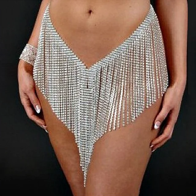Crystal Rhinestone Waist Chain Front Body Jewelry Belly Chain T Of