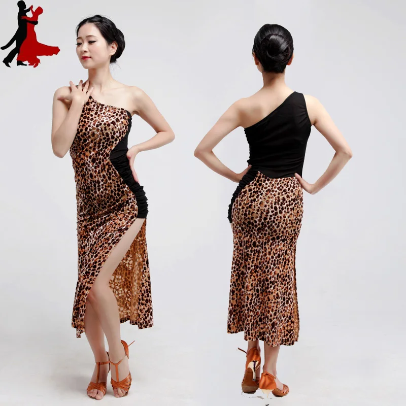 fashion sexy hot cross belt leopard Latin dance dress practice ...