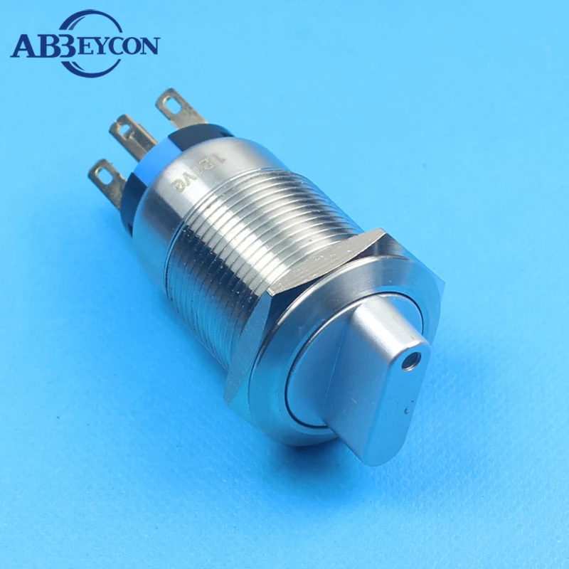 19mm Knob Switch Latching Function Rotary Metal 12v Illuminated Dot Led ...
