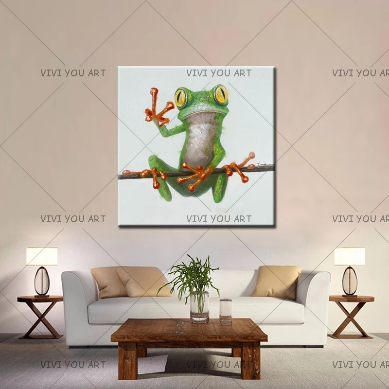 Painter Handmade Animal Frog Oil Painting on Canvas Hand painted Frog ...