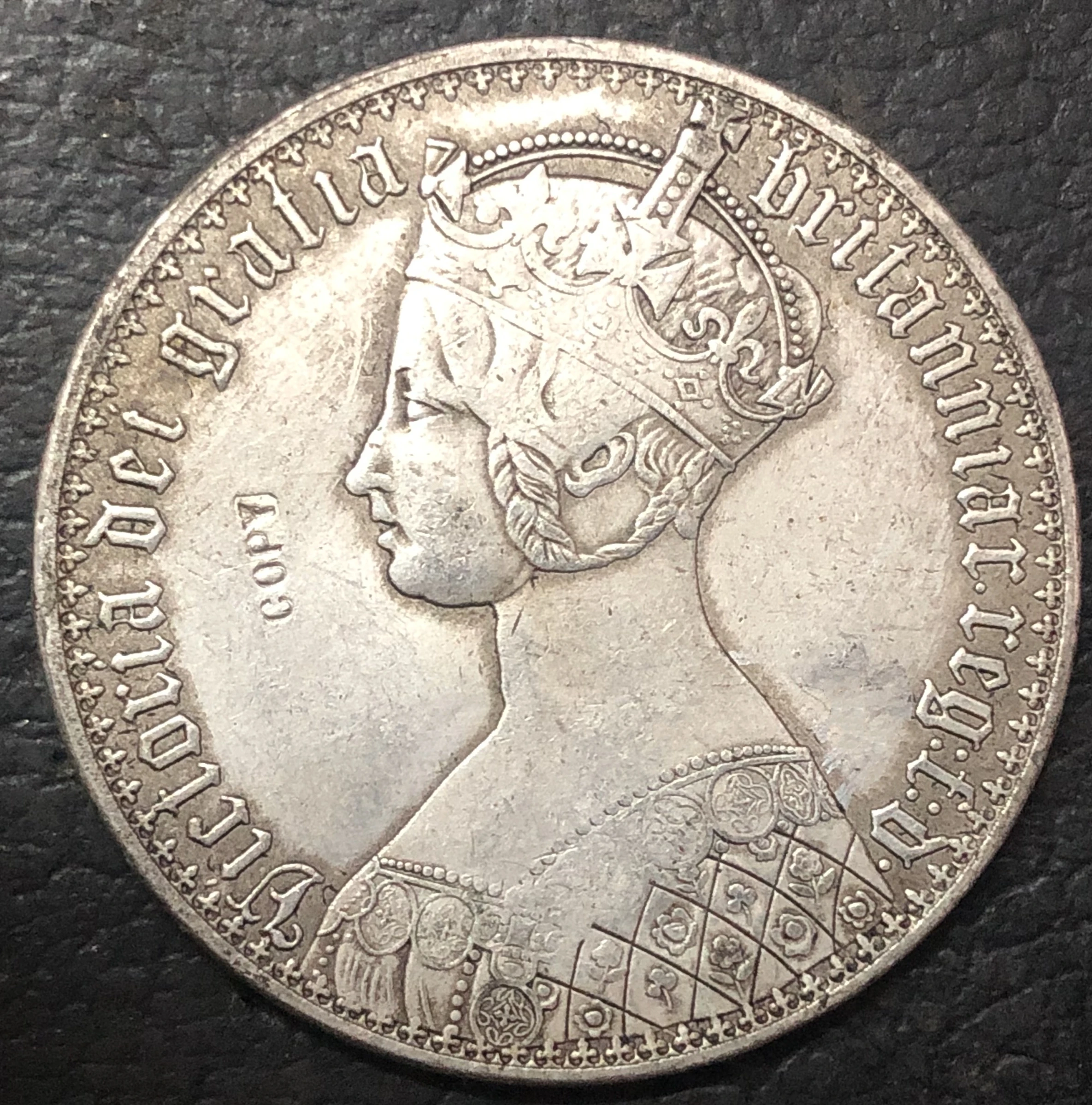 1847 United Kingdom 1 Crown Silver Plated Copy Coins - Non-currency ...