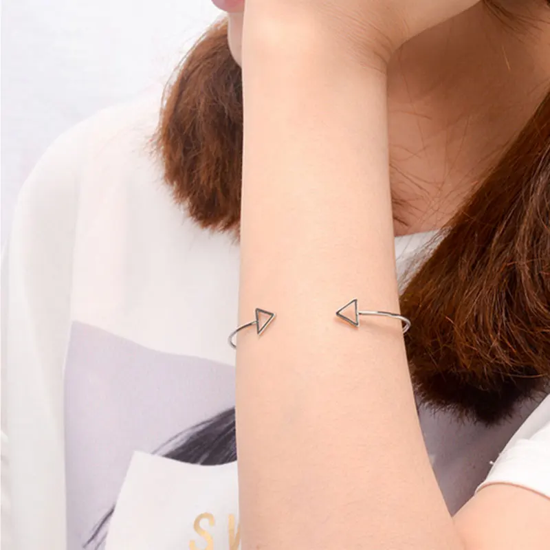 2017 New Punk Metal Open Arm Bangles Bracelets For Women Men Simple ...