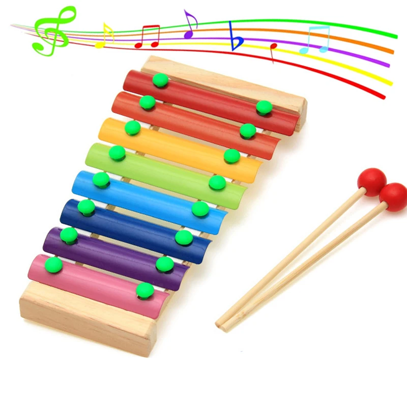 Rainbow Colored Baby Infant Playing Toy Musical Instrument Wooden ...