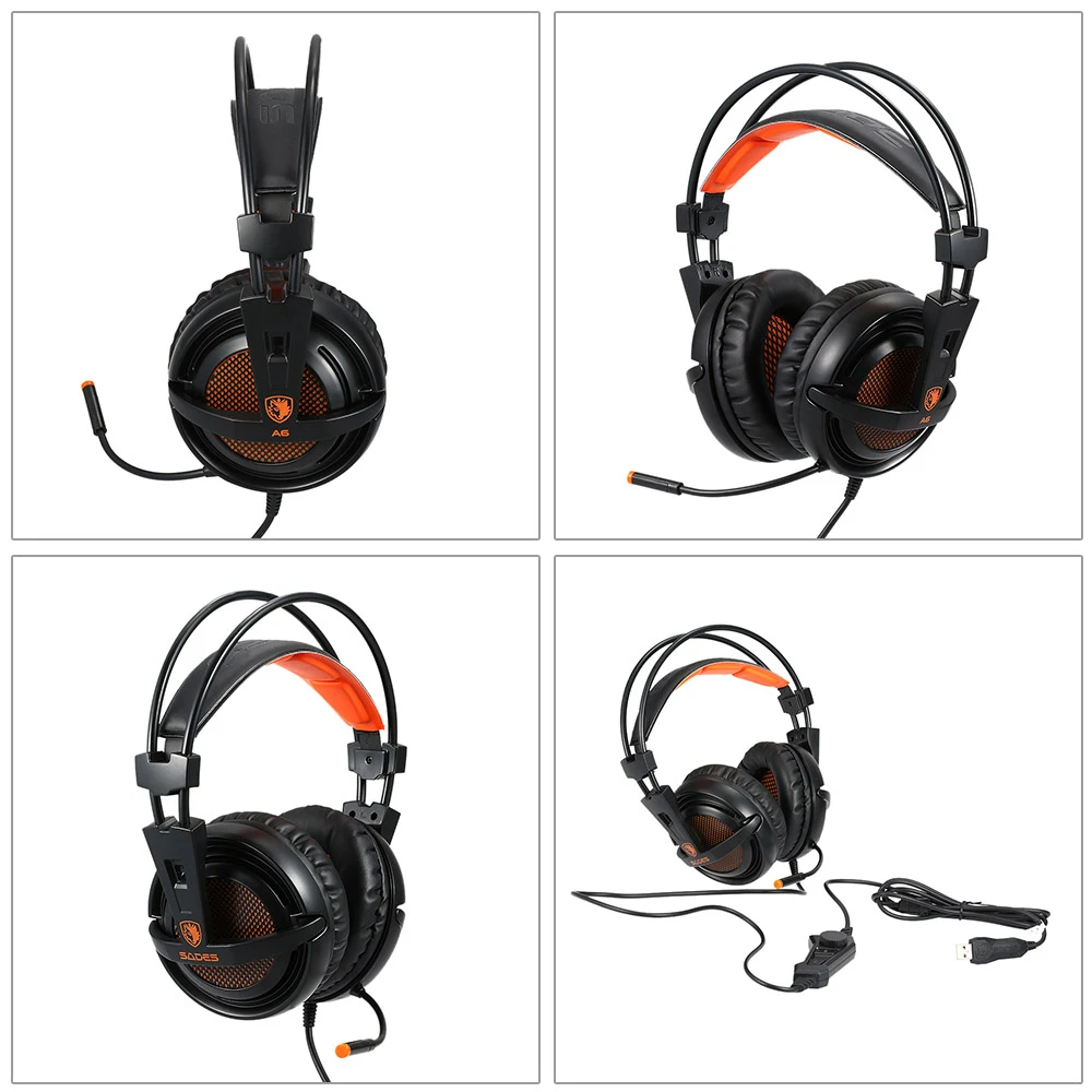 Big Discount SADES A6 USB Gaming Headphones Professional Over-Ear Game ...