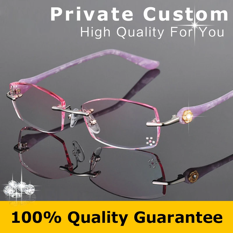 Personal Customized Rimless Eyeglasses Women Fashion Glasses Lady ...