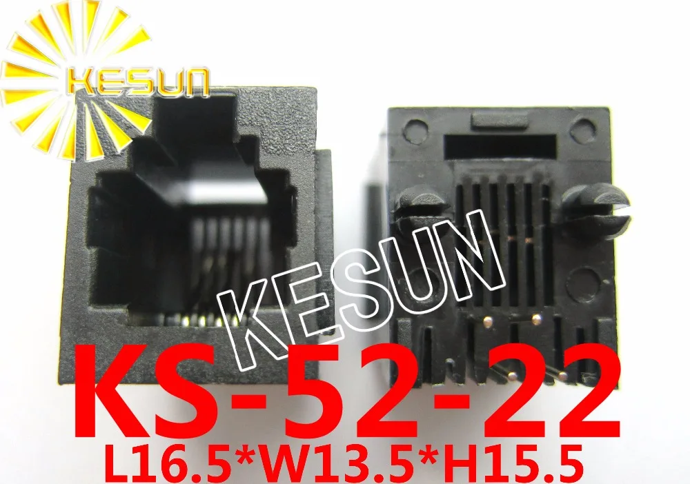 200 PCS x RJ11 52 6P4C 플랜지 180 학위 상단 엔트리 PCB 전화 모듈 잭 여성 전화 소켓 LAN 커넥터 ...