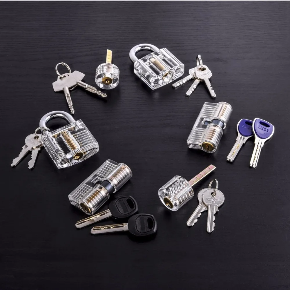 6pcs Locksmith Practice Locks transparent practice lock set Visible ...