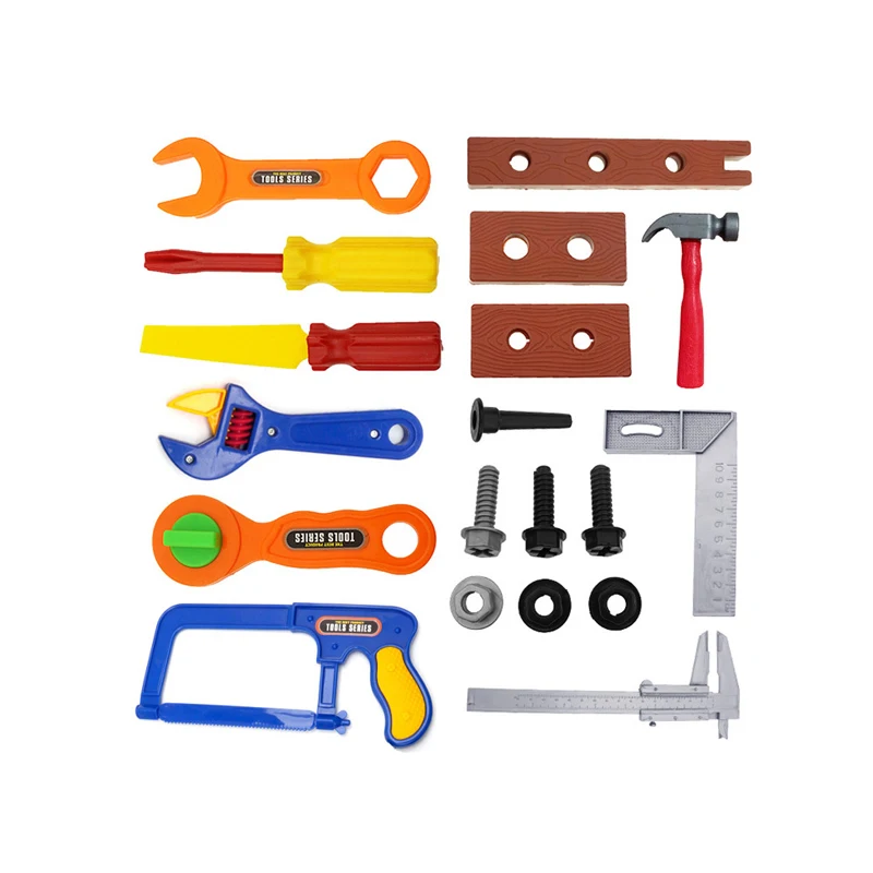 HBB 19pcs Kids Childrens Toy ABS Plastic Building Tool Kit Boys Builder ...