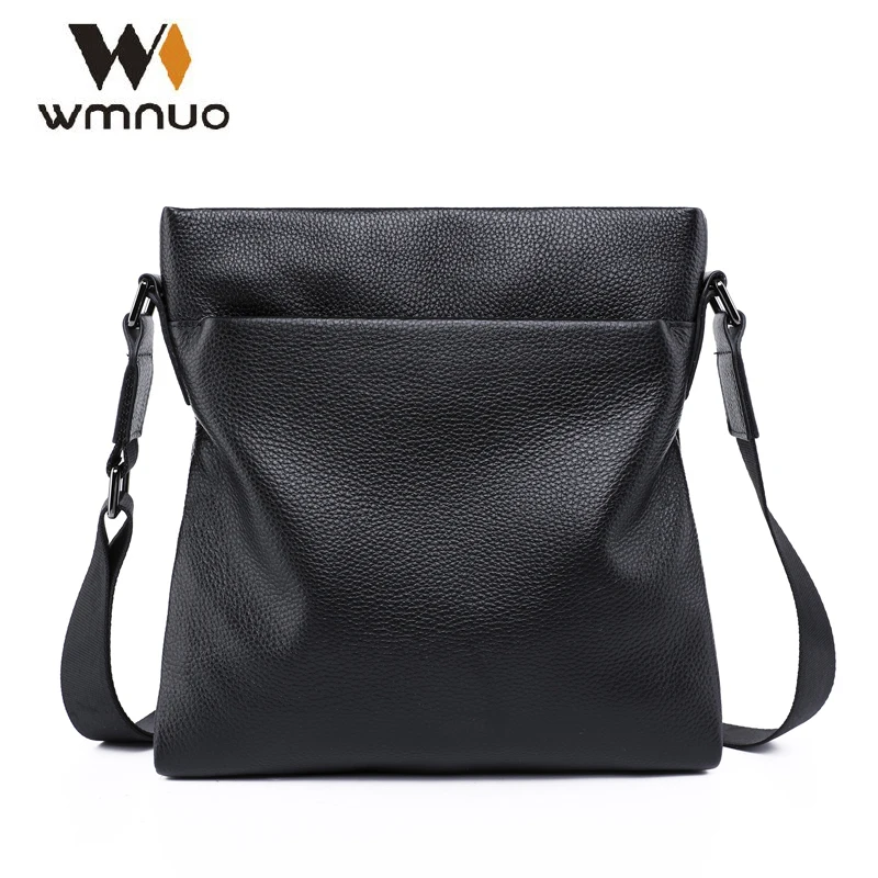 Wmnuo 남성용 정품 가죽 숄더백 남성용 핸드백 크로스바디 백 부드러운 소가죽 비즈니스 가방 고품질 새로운 패션