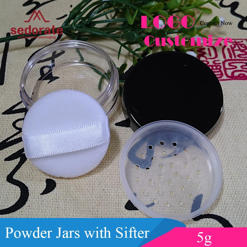 Sedorate 50 pcs/Lot 5g Mineral Powder Jars White Black Lid Round Jar ...