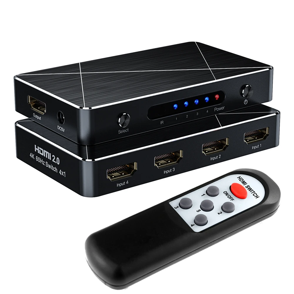 4x1 HDMI 2.0 Switch 4K 60Hz 4:4:4 HDR HDMI Switch 4 Port HDMI Selector ...