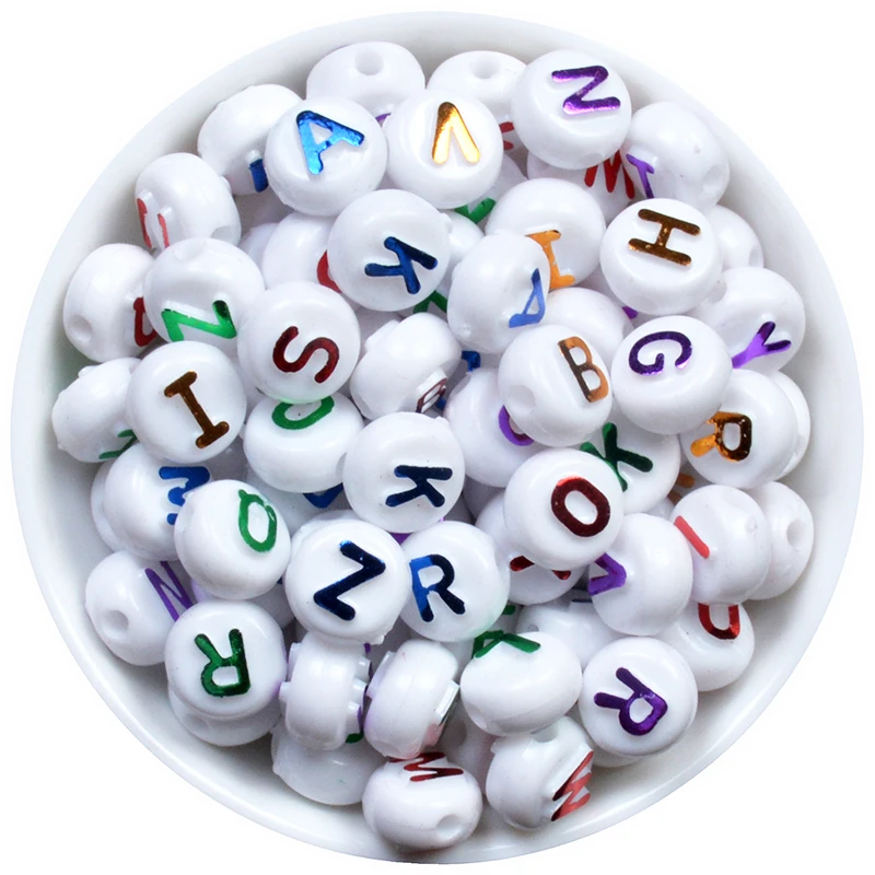100PCS 10mm Random Mixed Colorful Alphabet Letter Beads White Acrylic 100PCS 10mm Random Mixed Colorful Alphabet Letter Beads White Acrylic