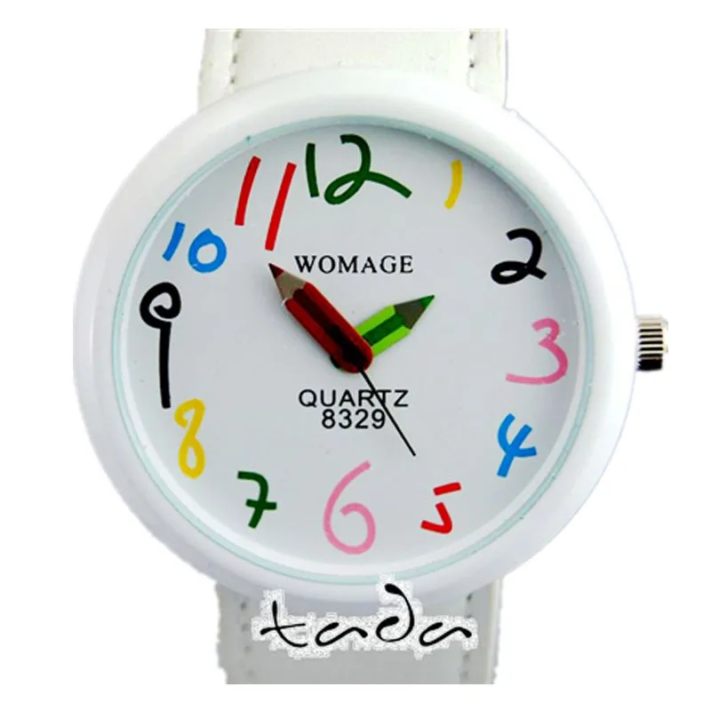 High Quality Cartoon Pencil Hand Colored Number Funny Watch Leather ...