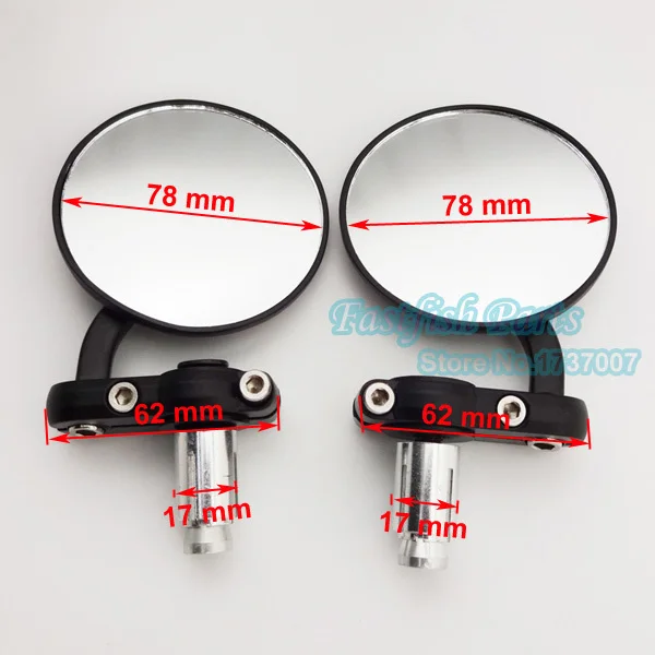 Motorcycle Side Alloy Aluminum Rearview Mirror For 8/7" Handle Bar End ...