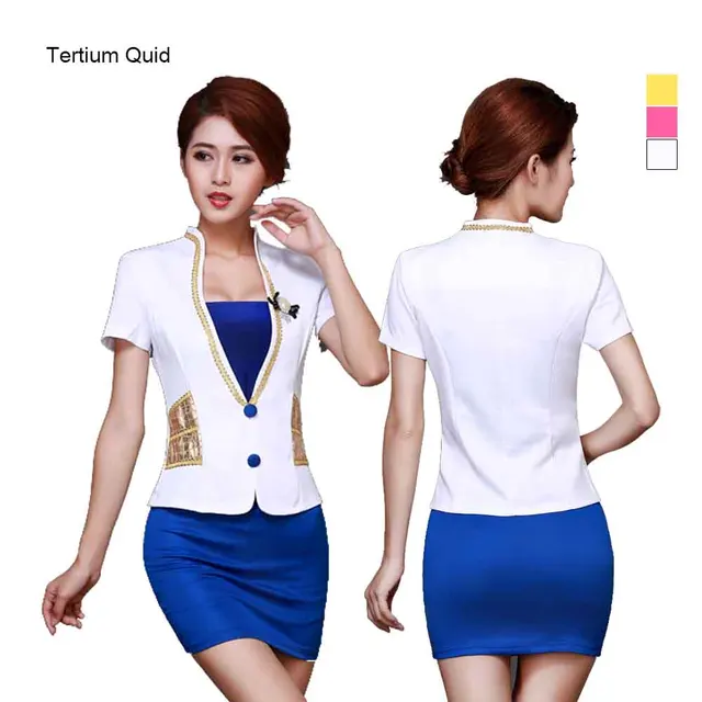 Airline Stewardess Uniform Women Clothing 2 Piece Set Receptionist