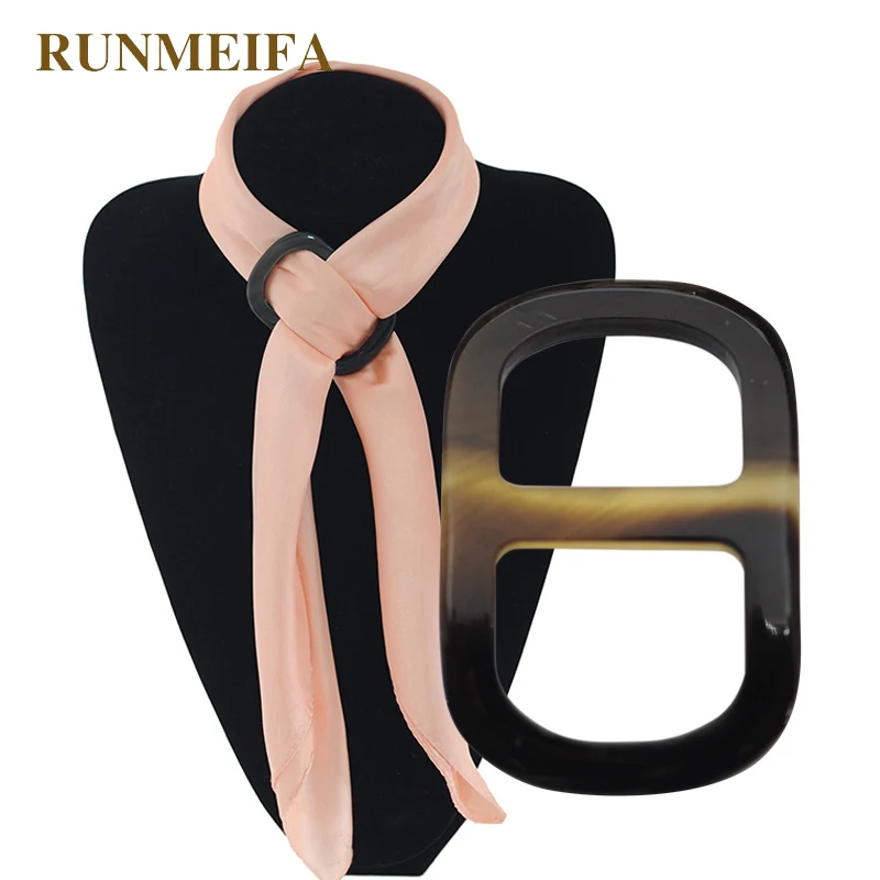 RUNMEIFA Real Natural Ox Horn Scarf Buckle Broches Jewel The H Letter ...