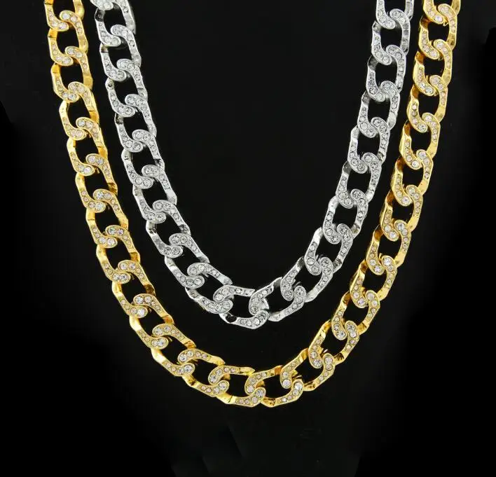 MCSAYS Mens Jewelry Necklace Hip Hop Full CZ Copper Alloy Cuba Chain ...