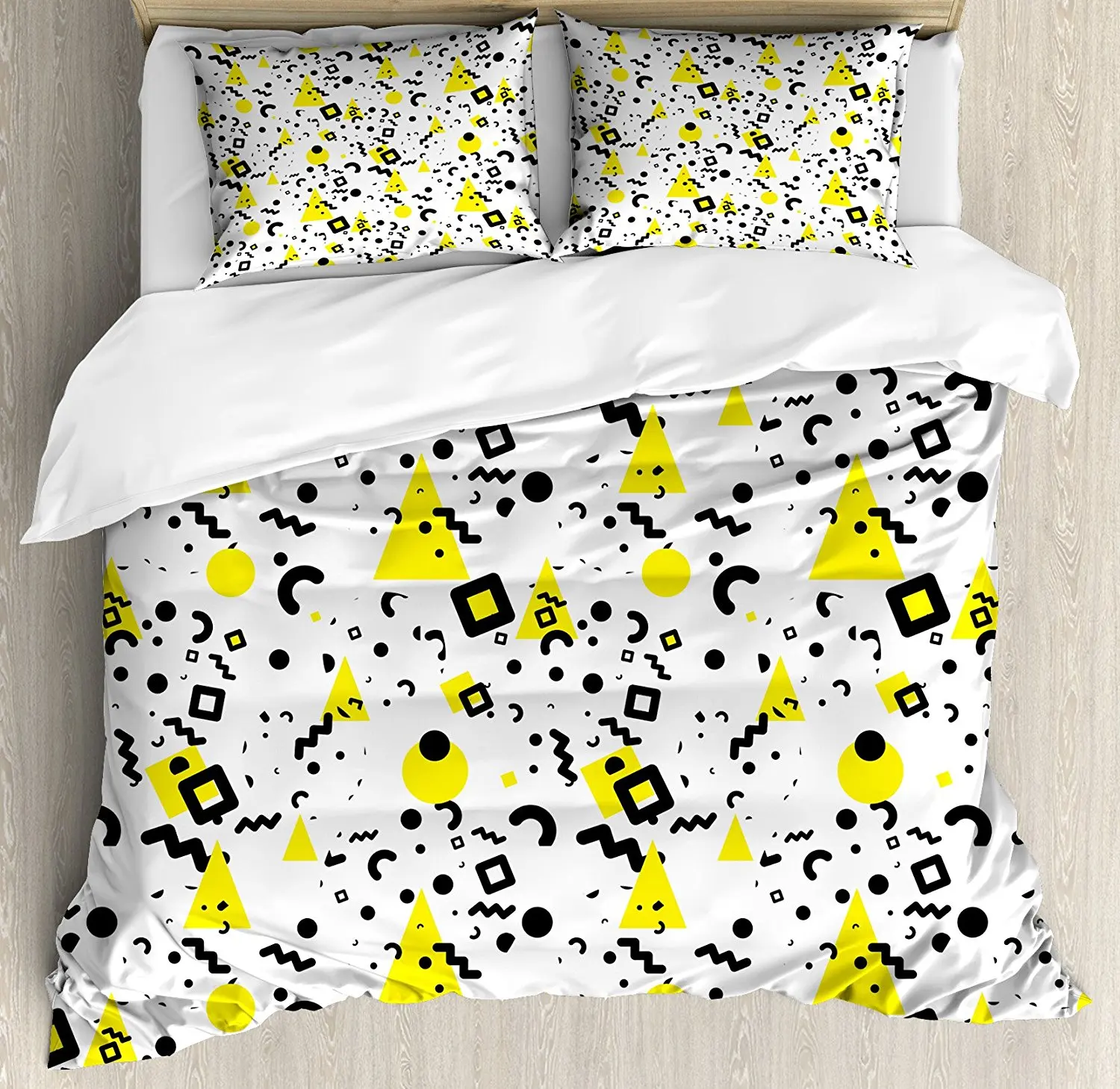 Black And Yellow Duvet Cover Set Primitive Patterns Of Minimalism Years