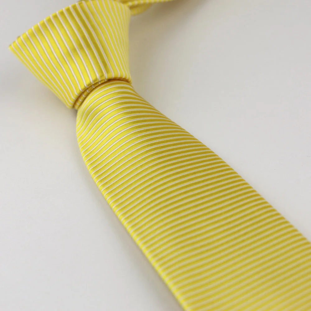 Men's Suit ties New Design Yellow and white horizontal Striped Necktie ...