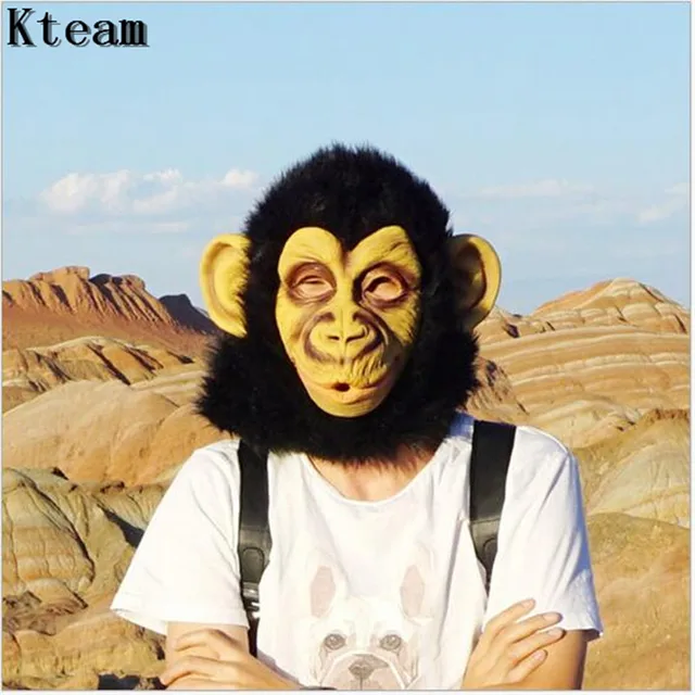 New Lovely Monkey Head Latex Mask Full Face Adult Mask Halloween ...