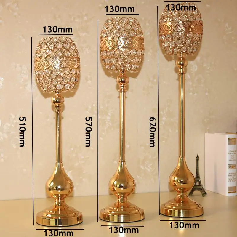 Peandim трех размеров золотистые Свадебные Подсвечники партия кристалл ...