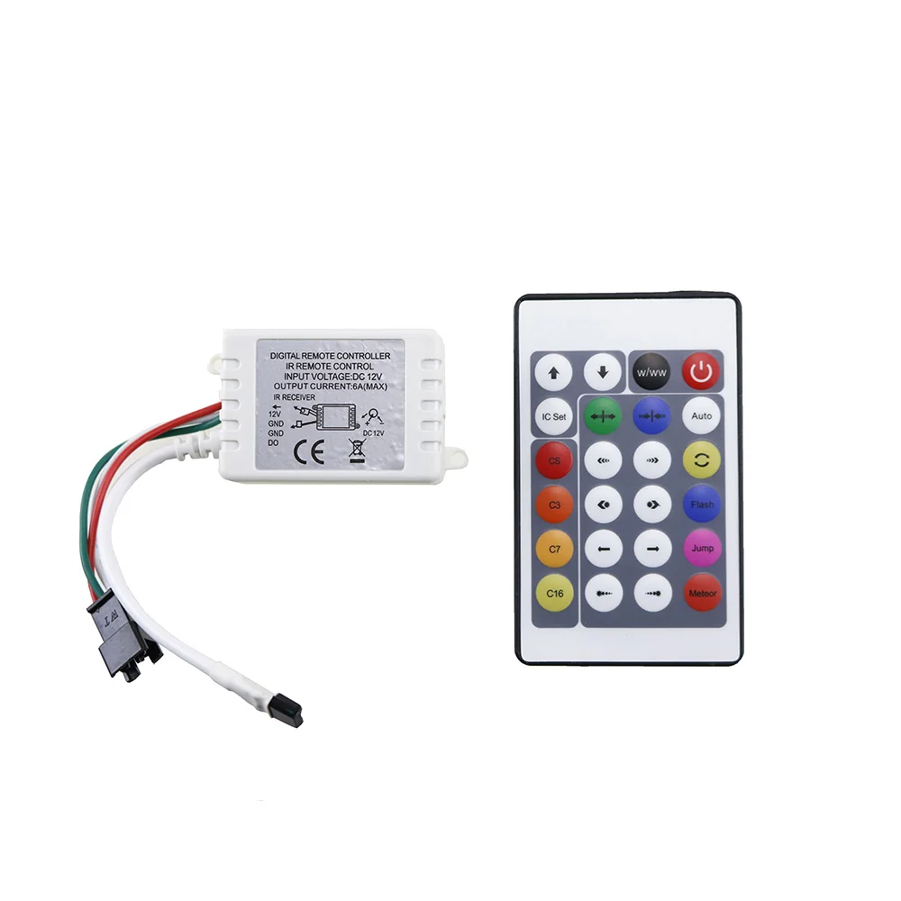24 Key Dc12v Ir Remote Controller Ws2811 2811 200 Change Max 1000 ...