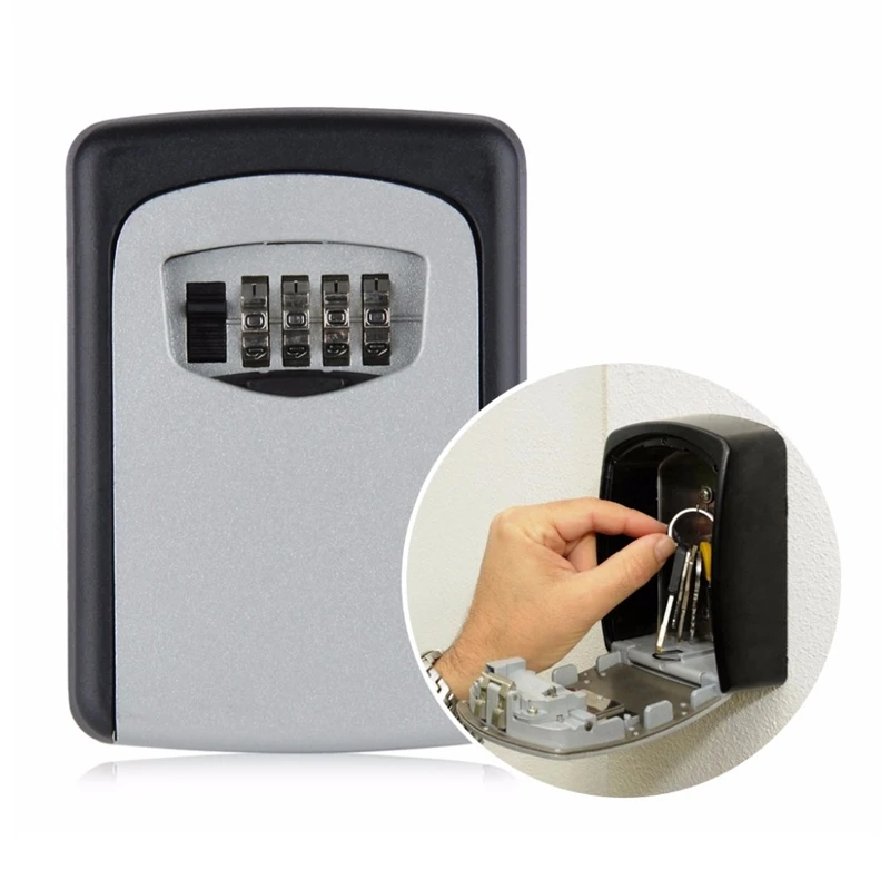 Wall Mount Key Storage Box Organizer Security Keyed Door Lock with 4 ...