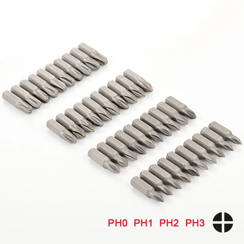 10pcs Electric Screwdriver Bit Set 25mm Ph0 Ph1 Ph2 Ph3 1/4 Inch Hex Shank Bits Anti Slip ...