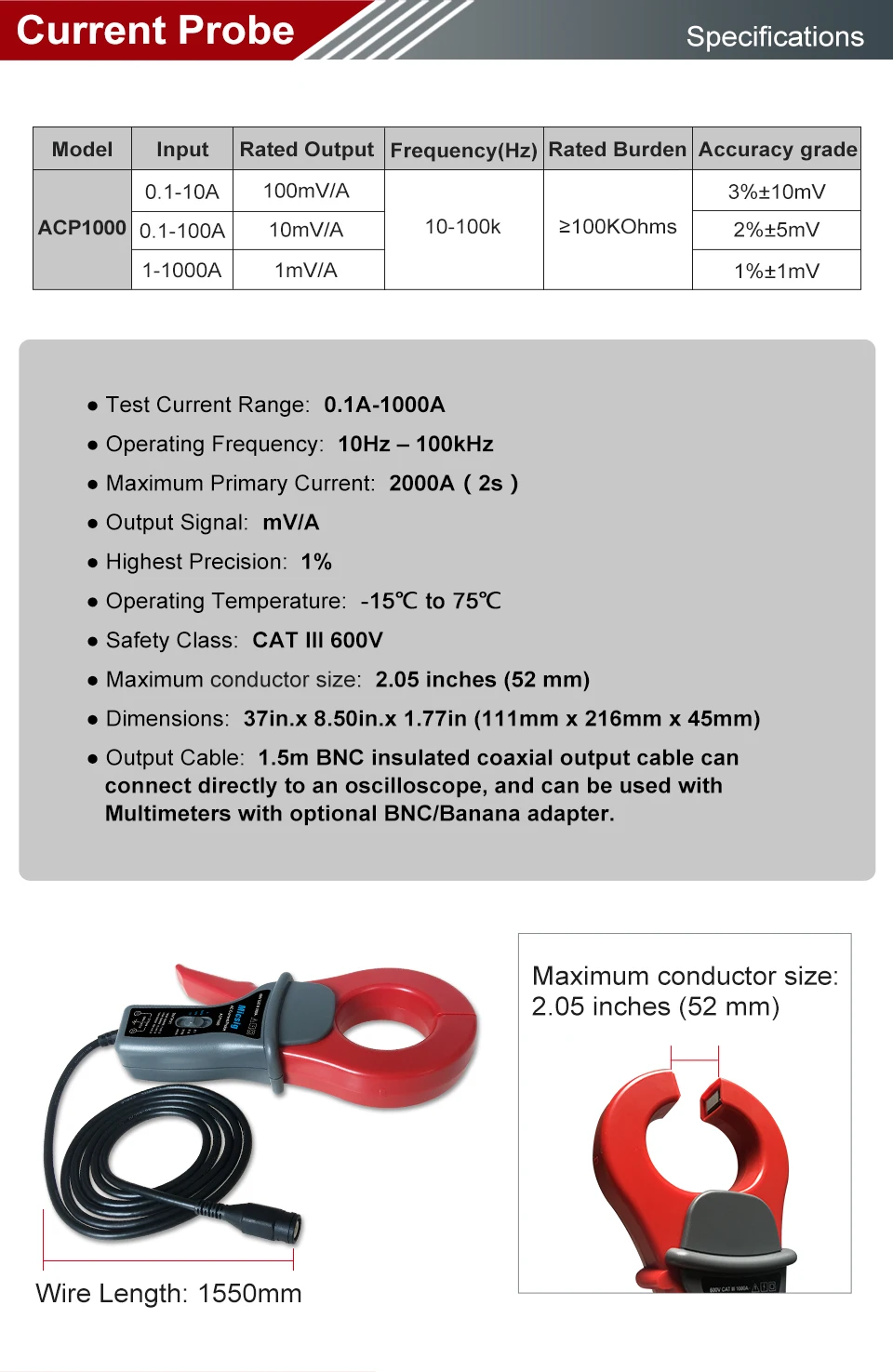 Micsig AC Current Probe ACP1000-Micsig