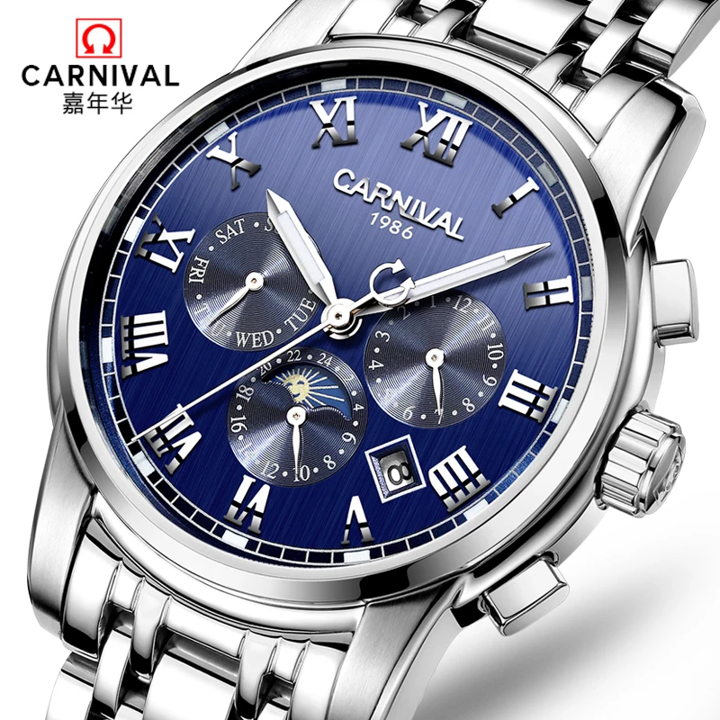 Carnival Famous Brand Automatic Mechanical Watches Military Full Steel ...